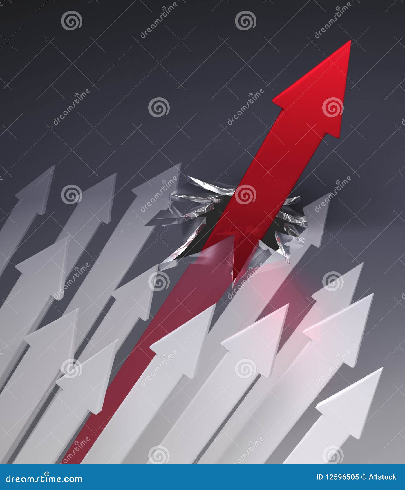 Red Arrow Breaks through Glass Ceiling Stock Illustration ...