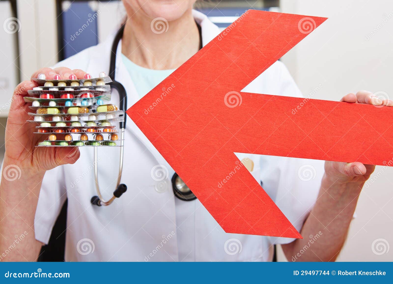 Red Arrow Caution Against Drugs Stock Photo - Image of offer, medicines ...