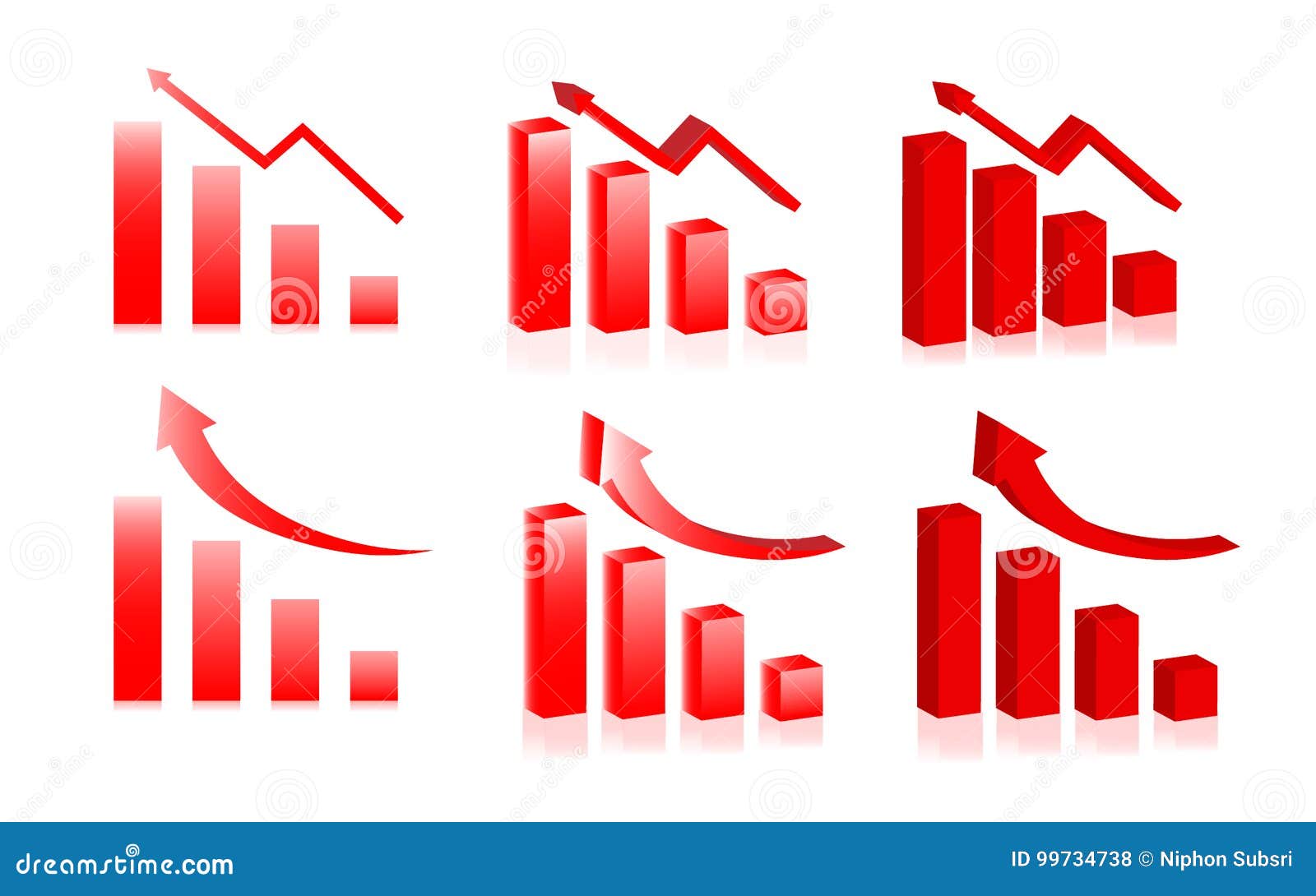 The red arrow chart set stock vector. Illustration of decrease - 99734738