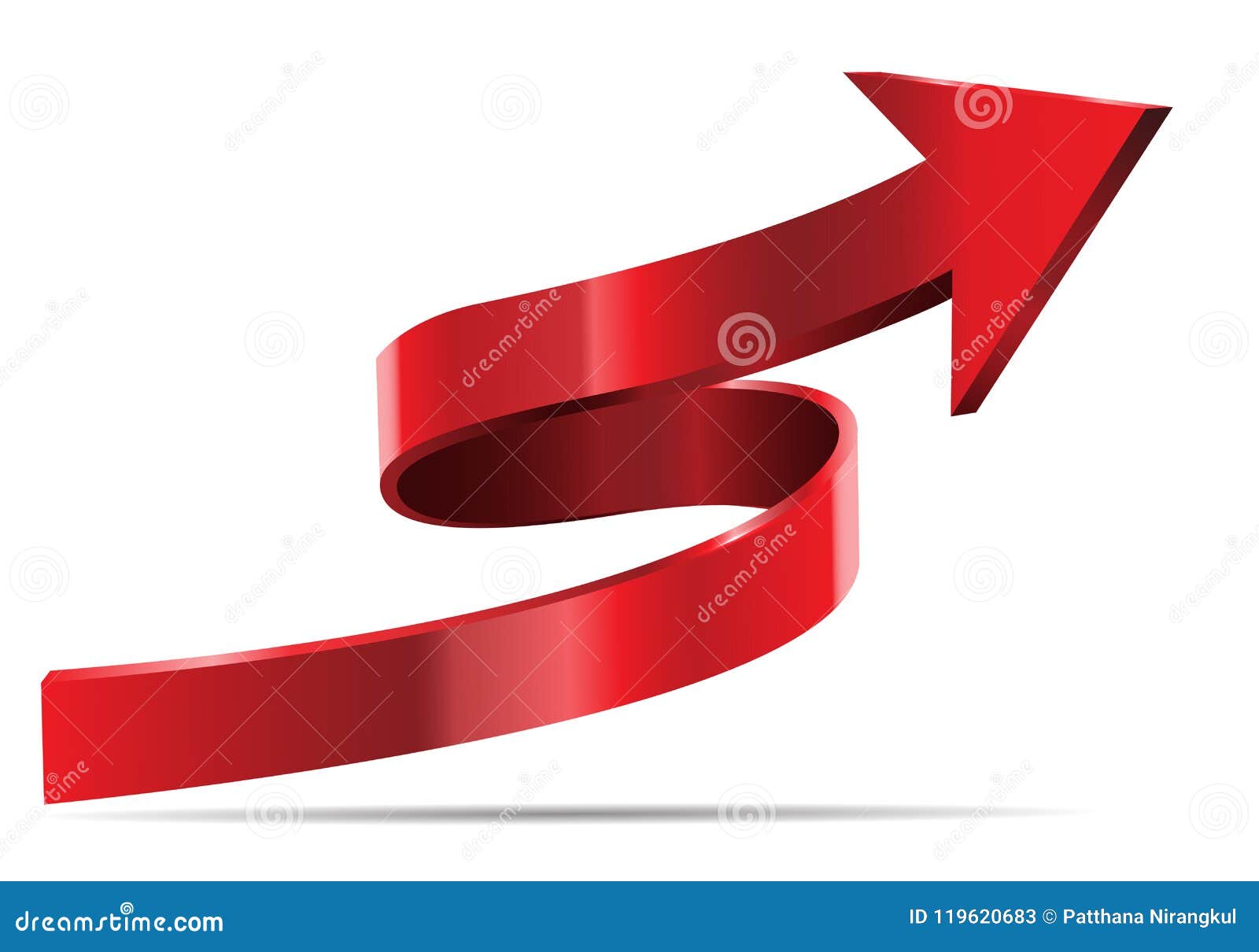Red Arrow 3D Curve Direction on White Background Vector Stock Vector ...