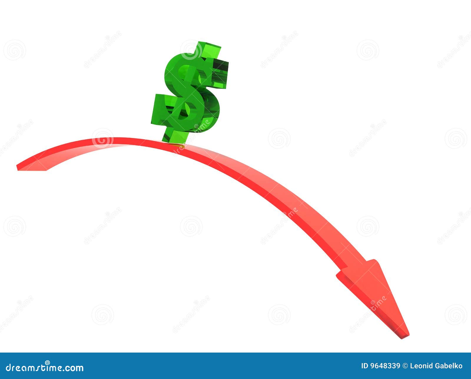 Red Arrow and Dollar Sign Down Stock Illustration - Illustration of ...