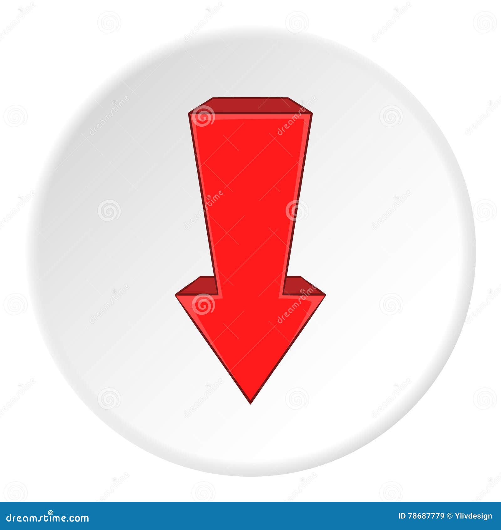 Red Arrow Down Icon, Cartoon Style Stock Vector - Illustration of arrow ...