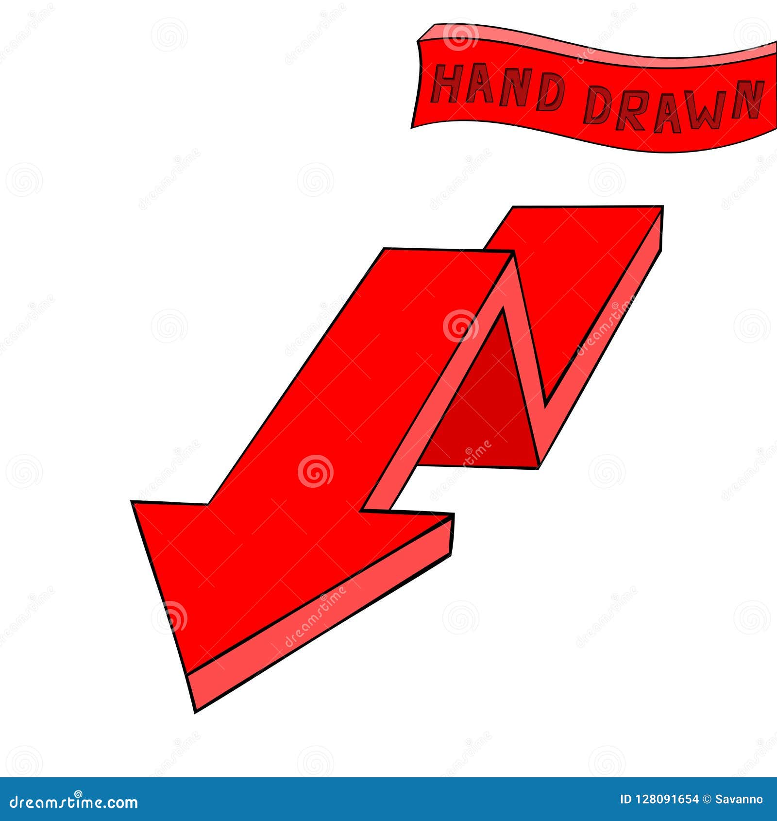 Red arrow. Down sign stock vector. Illustration of straight - 128091654