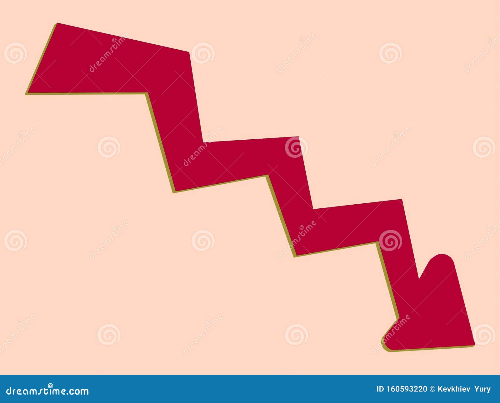 Red arrow. Down sign stock vector. Illustration of firm - 160593220