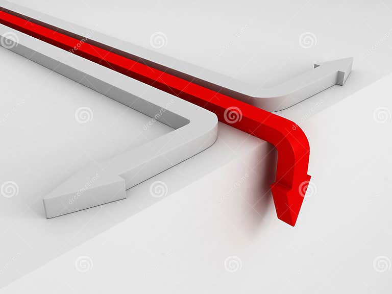 Red Arrow Falling Down. Crisis Concept Stock Illustration ...