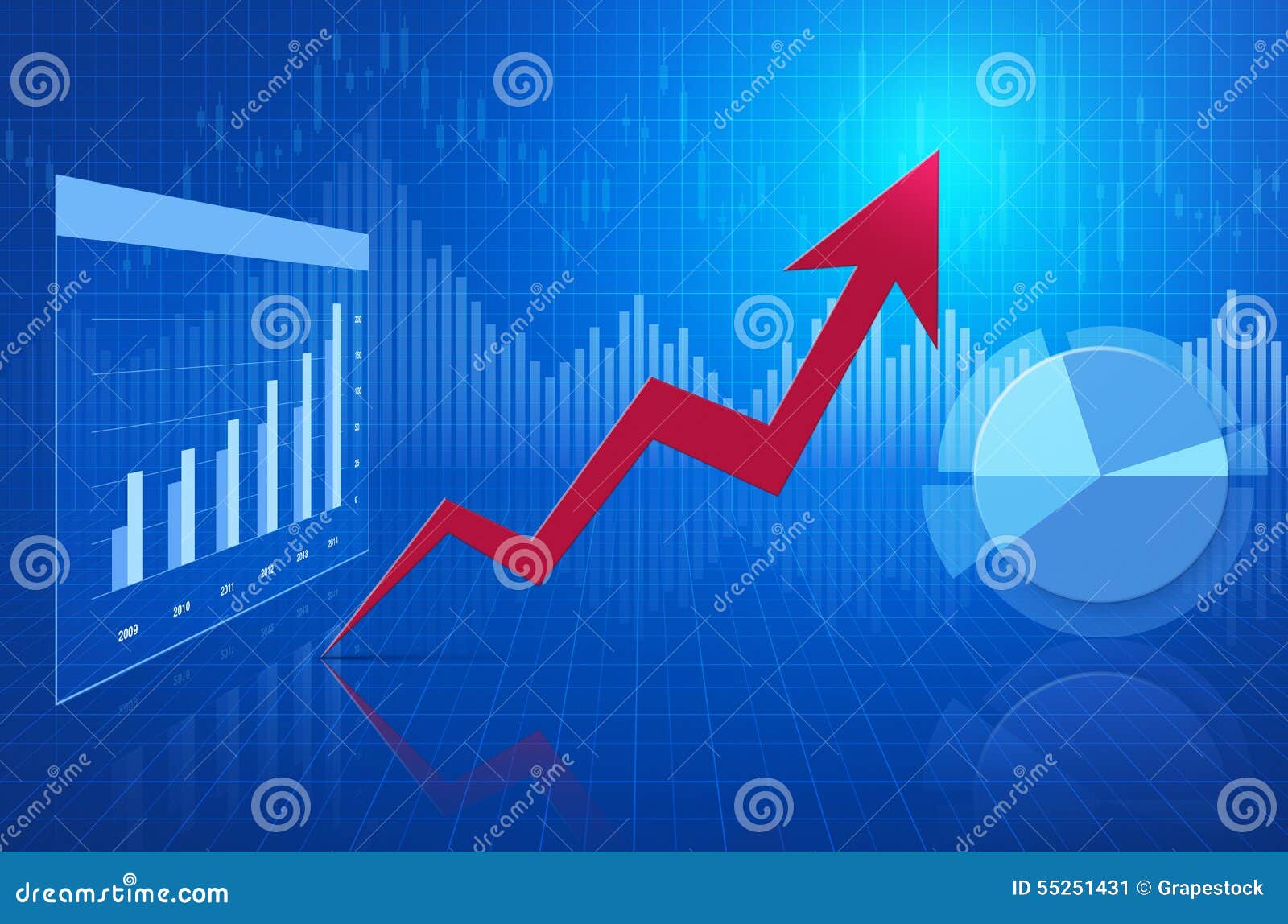 Red Arrow on Financial Chart; Success Concept Stock Illustration ...