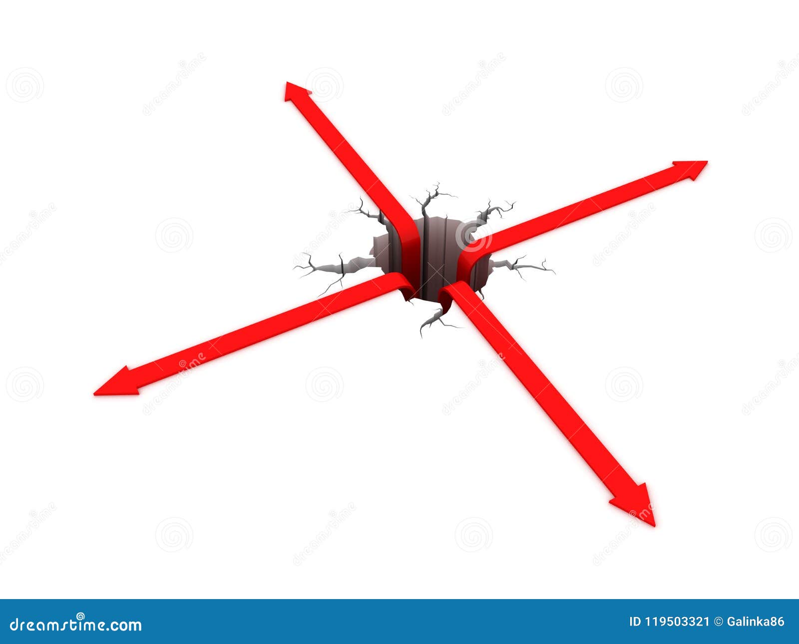 Red Arrow Getting Out from a Crack on the Ground Stock Illustration ...