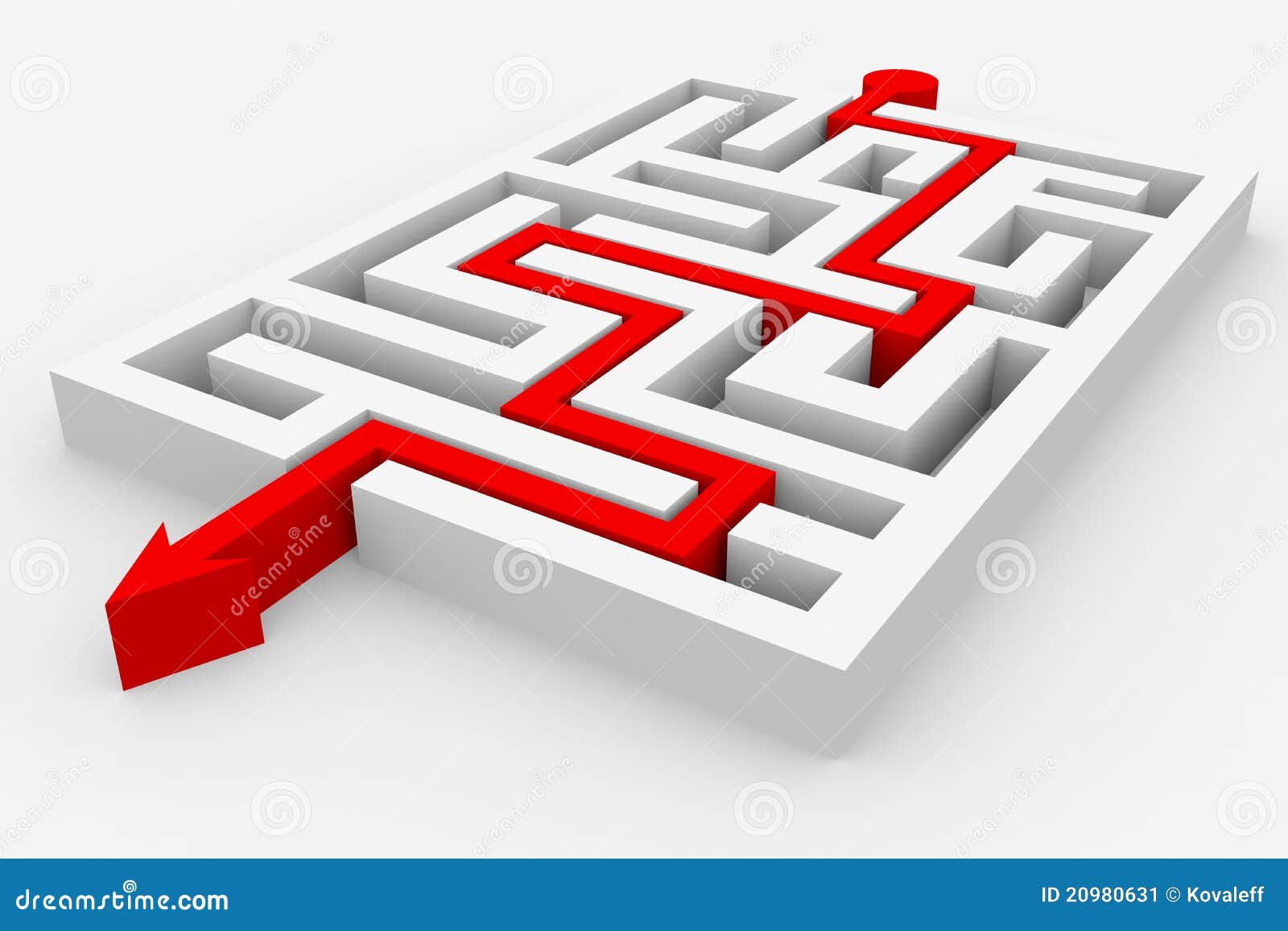 Red Arrow Going through the Maze. Stock Illustration - Illustration of ...