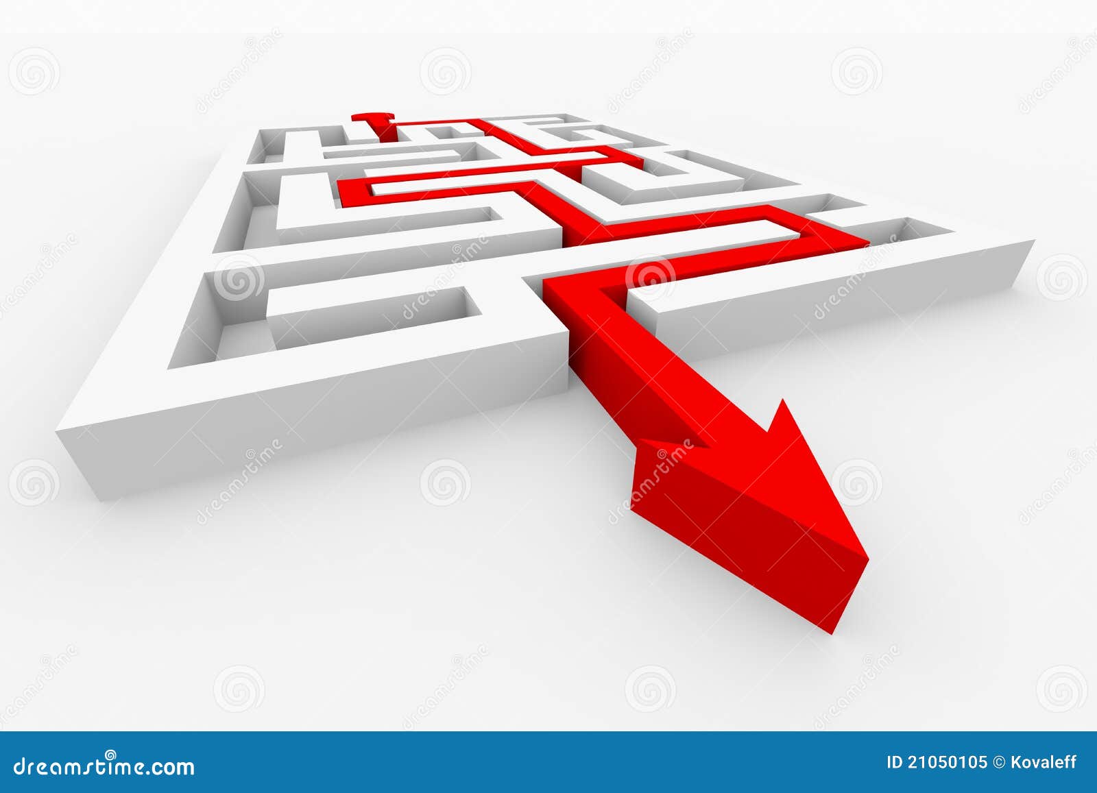Red Arrow Going through the Maze. Stock Illustration - Illustration of ...
