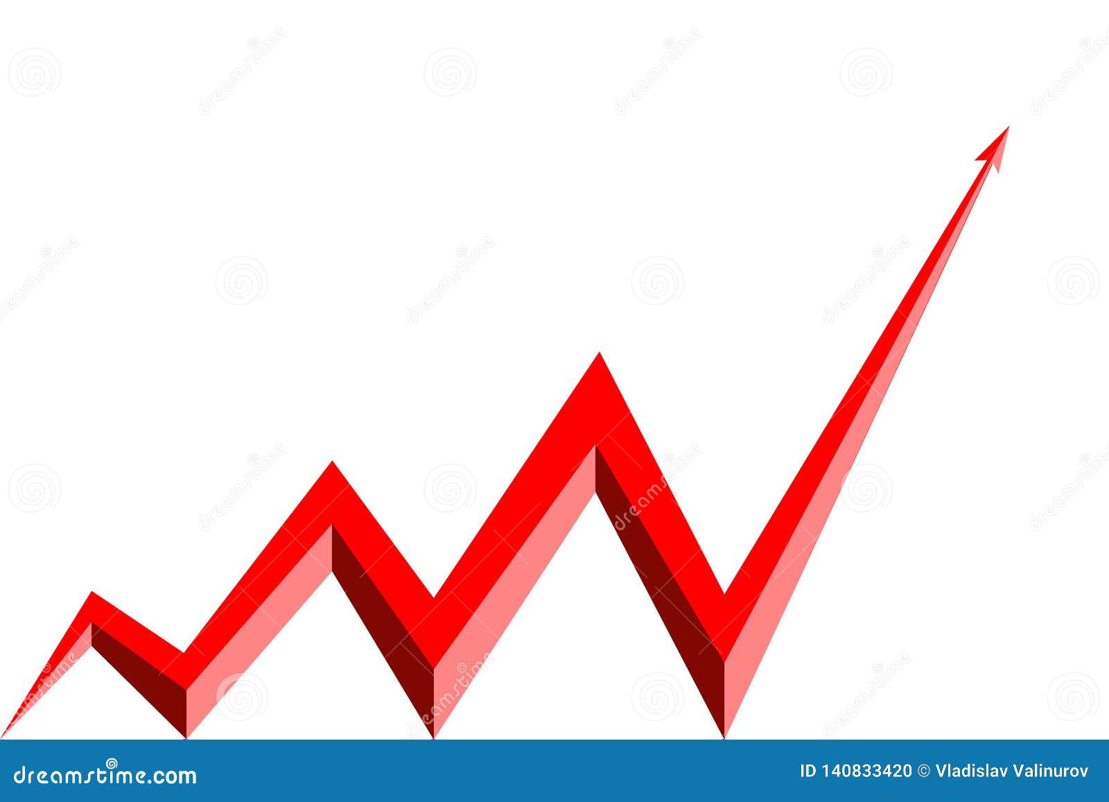 Red Arrow Graph Goes Up White Background Stock Illustration ...