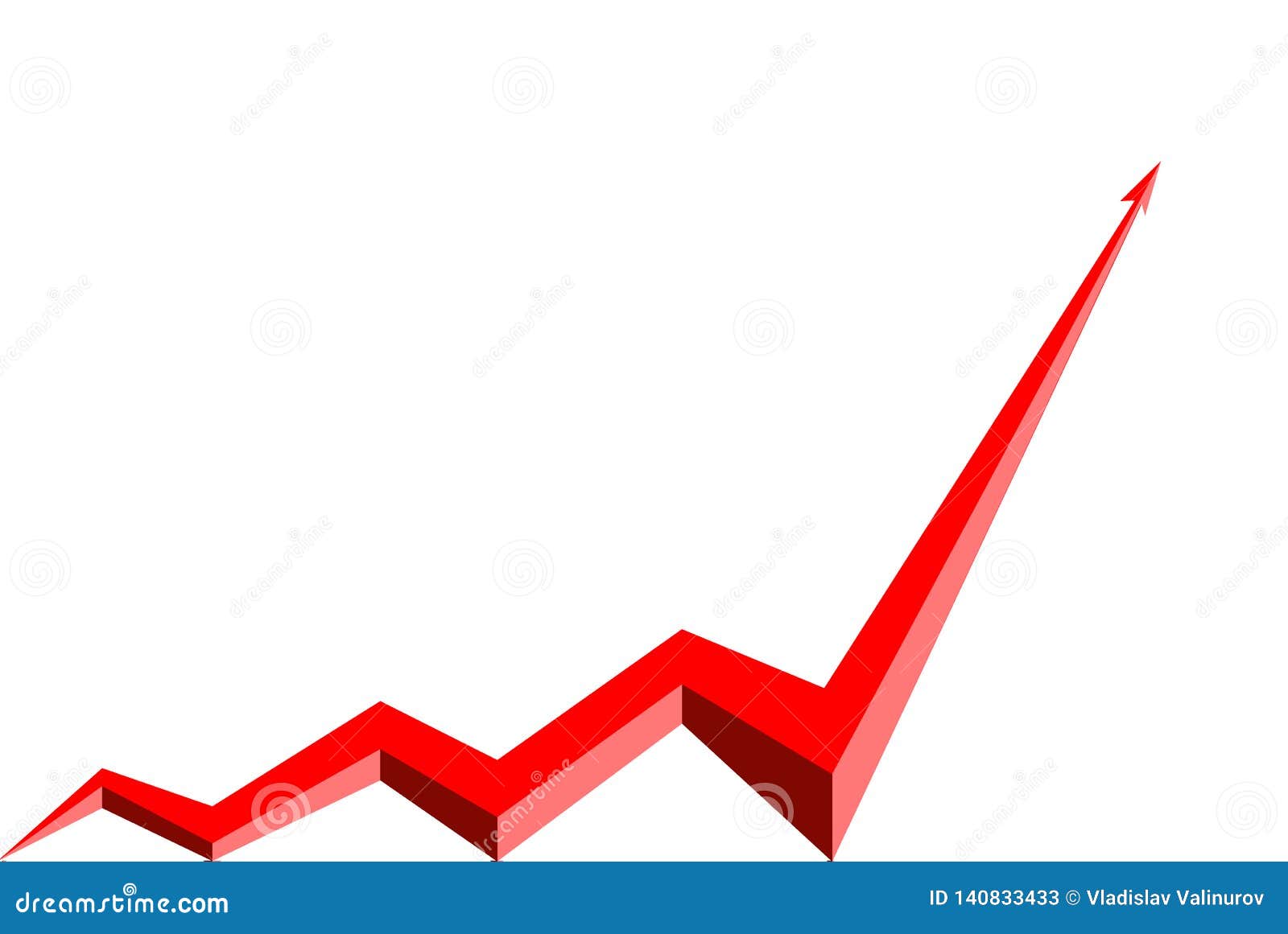Red Arrow Graph Goes Up White Background Stock Illustration ...