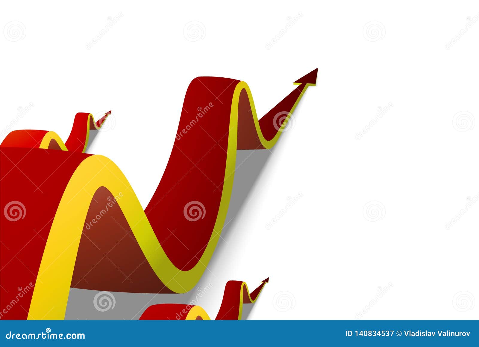 Red Arrow Graph Goes Up White Background Stock Illustration ...