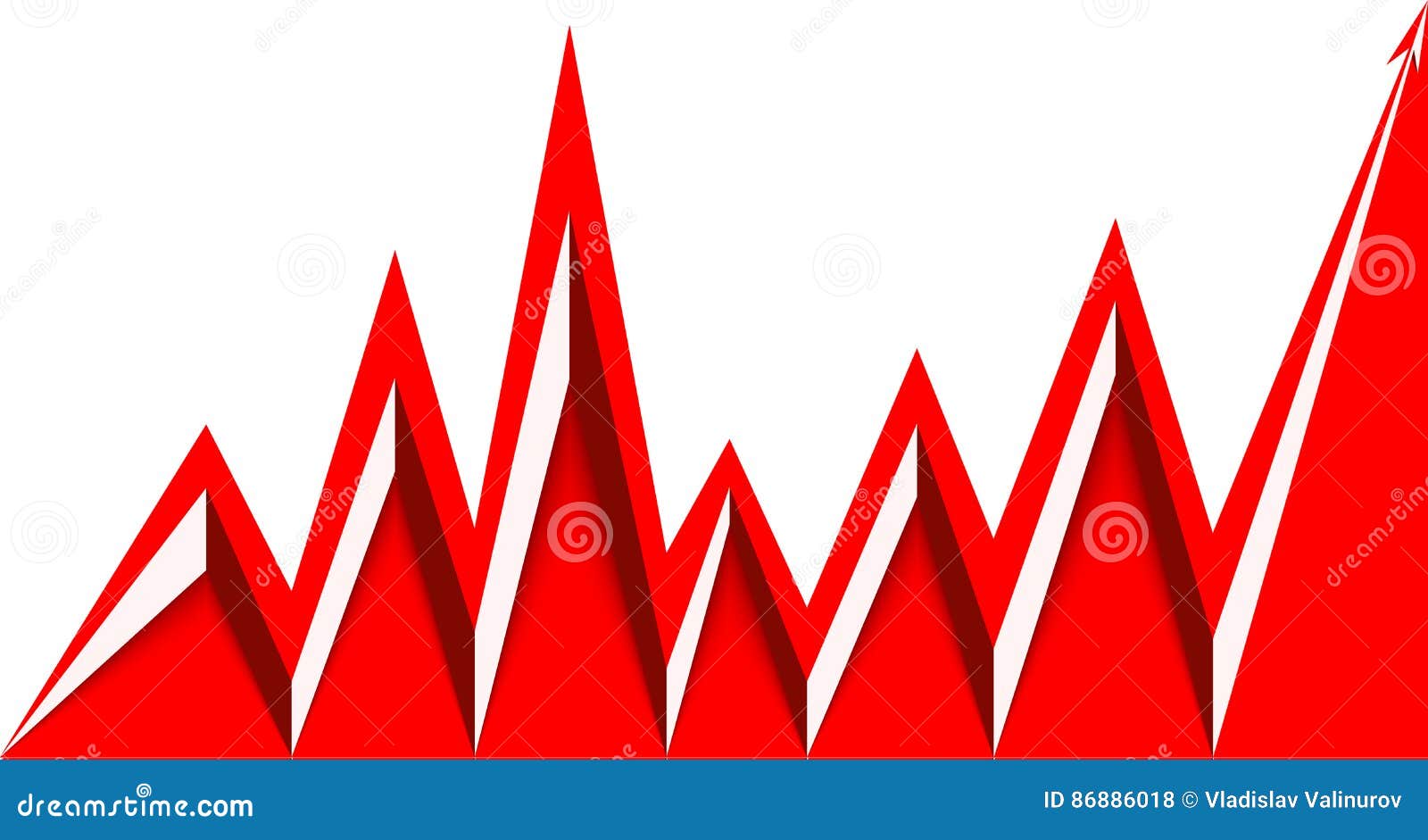 Red Arrow Graph Goes Up White Background Stock Vector - Illustration of ...