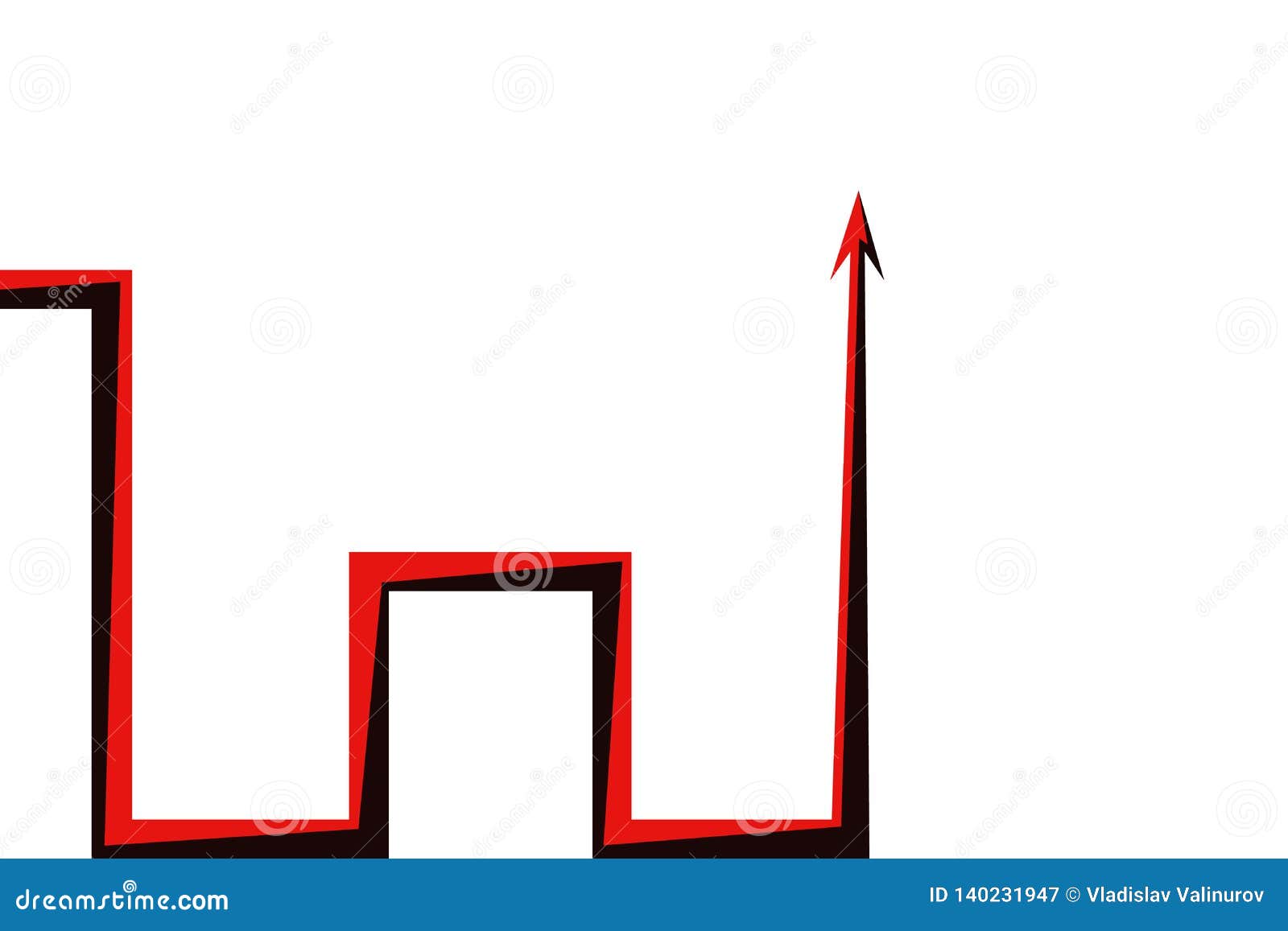 Red Arrow Graph on a White Background Stock Illustration - Illustration ...