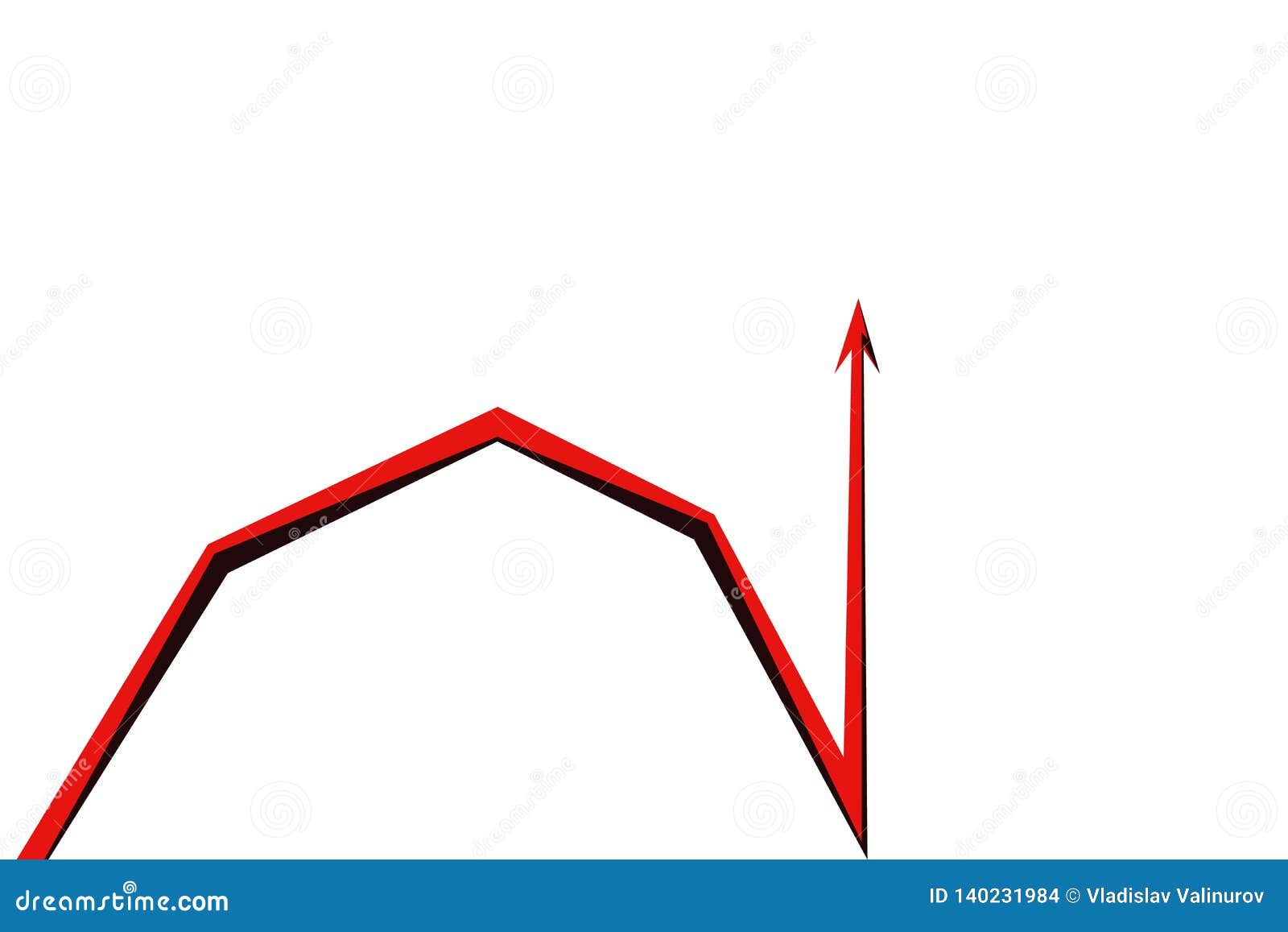 Red Arrow Graph on a White Background Stock Illustration - Illustration ...