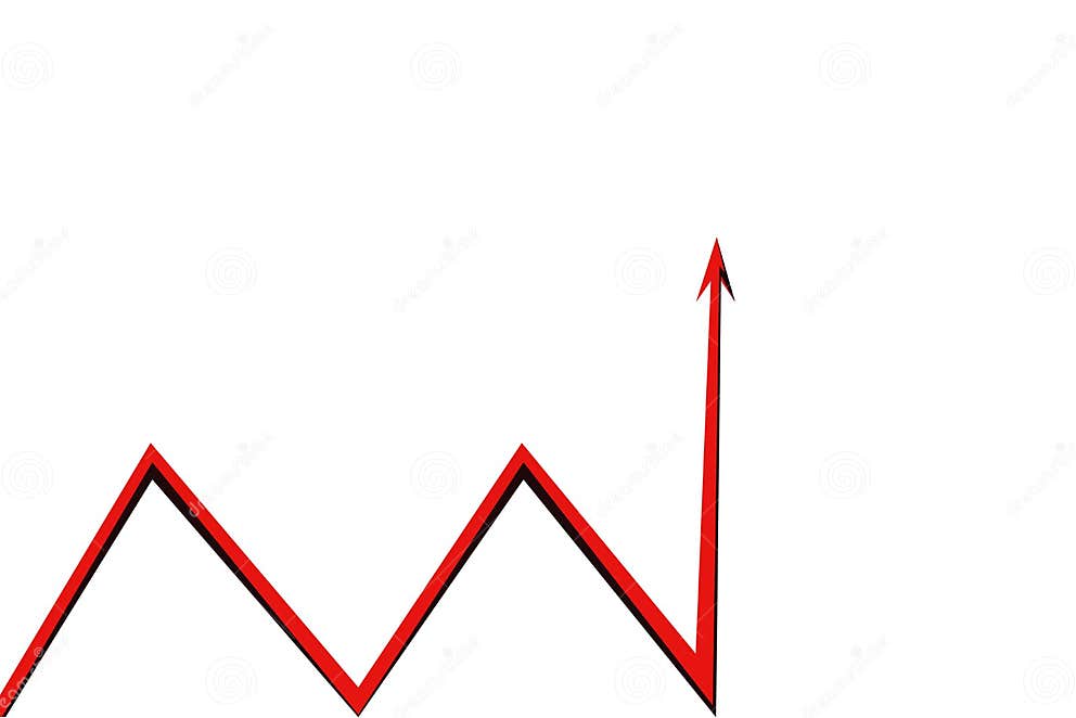 Red Arrow Graph on a White Background Stock Illustration - Illustration ...