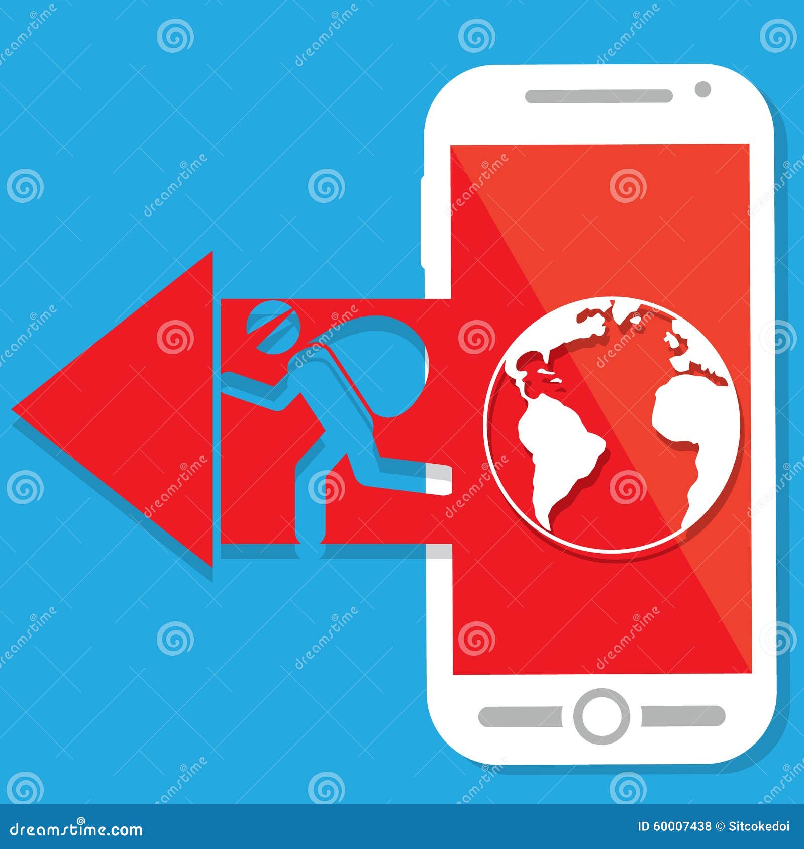 Red Arrow Hacker Point Out of Smartphone Stock Vector - Illustration of ...