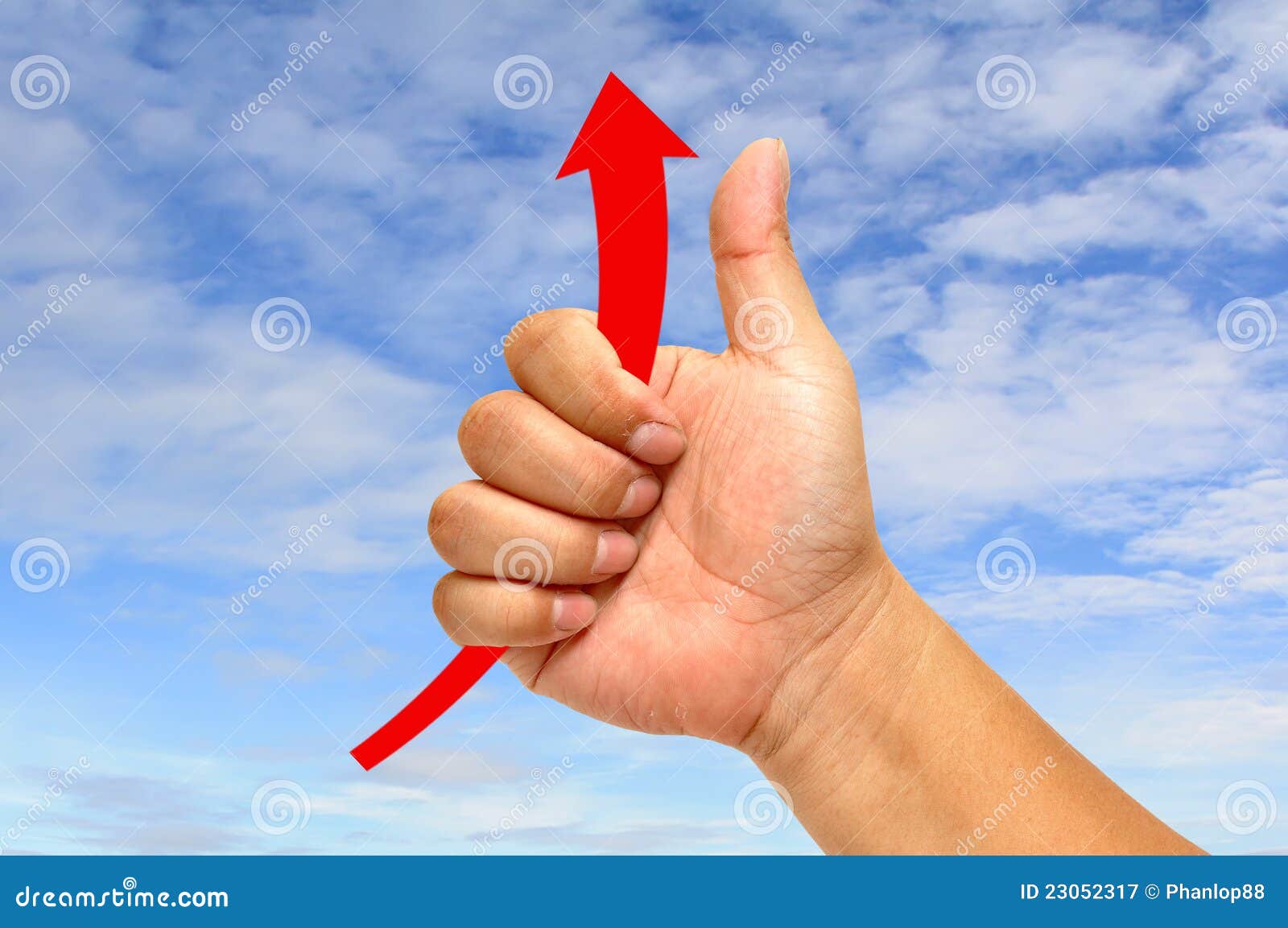 Red arrow with hand stock illustration. Illustration of healthy - 23052317
