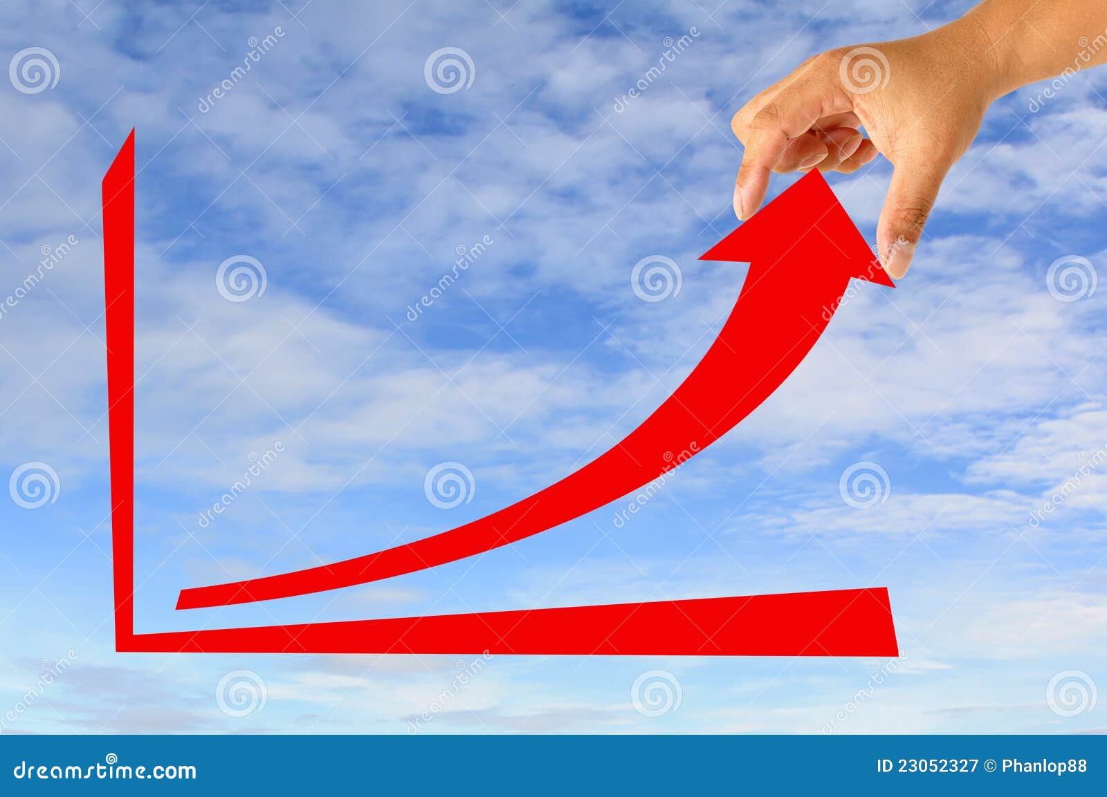 Red arrow with hand stock illustration. Illustration of hope - 23052327