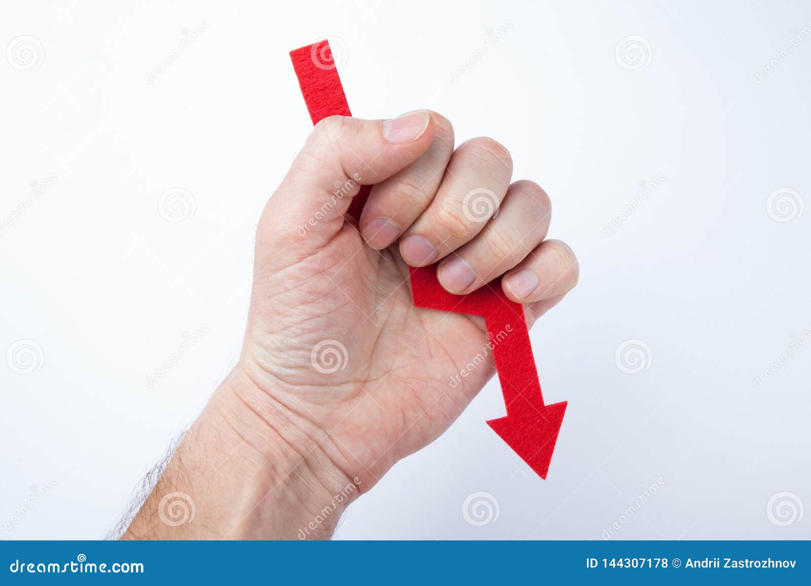 Red Arrow in Hand, Concept of Failure Stock Photo - Image of ...