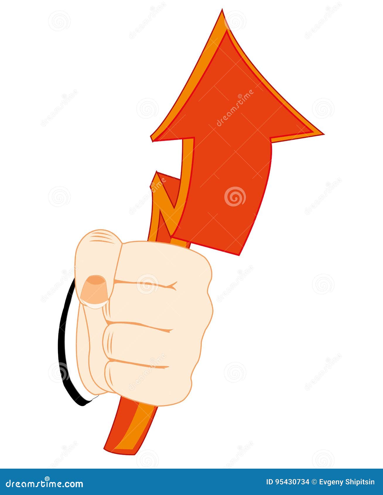 Red arrow in hand stock vector. Illustration of figure - 95430734