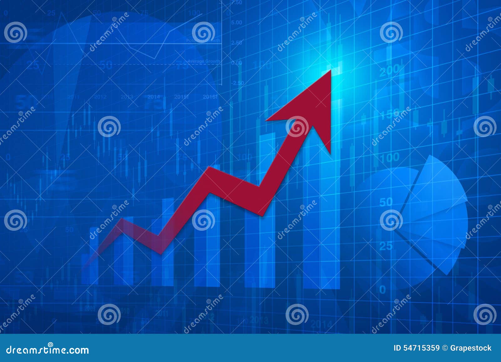 Red Arrow Head with Financial Chart and Graph, Success Business Stock ...