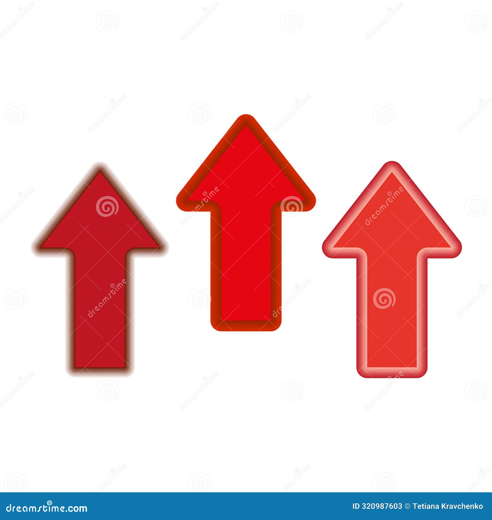 Red Arrow Icons. Gradient Outline Effect. Upward Direction Symbol ...