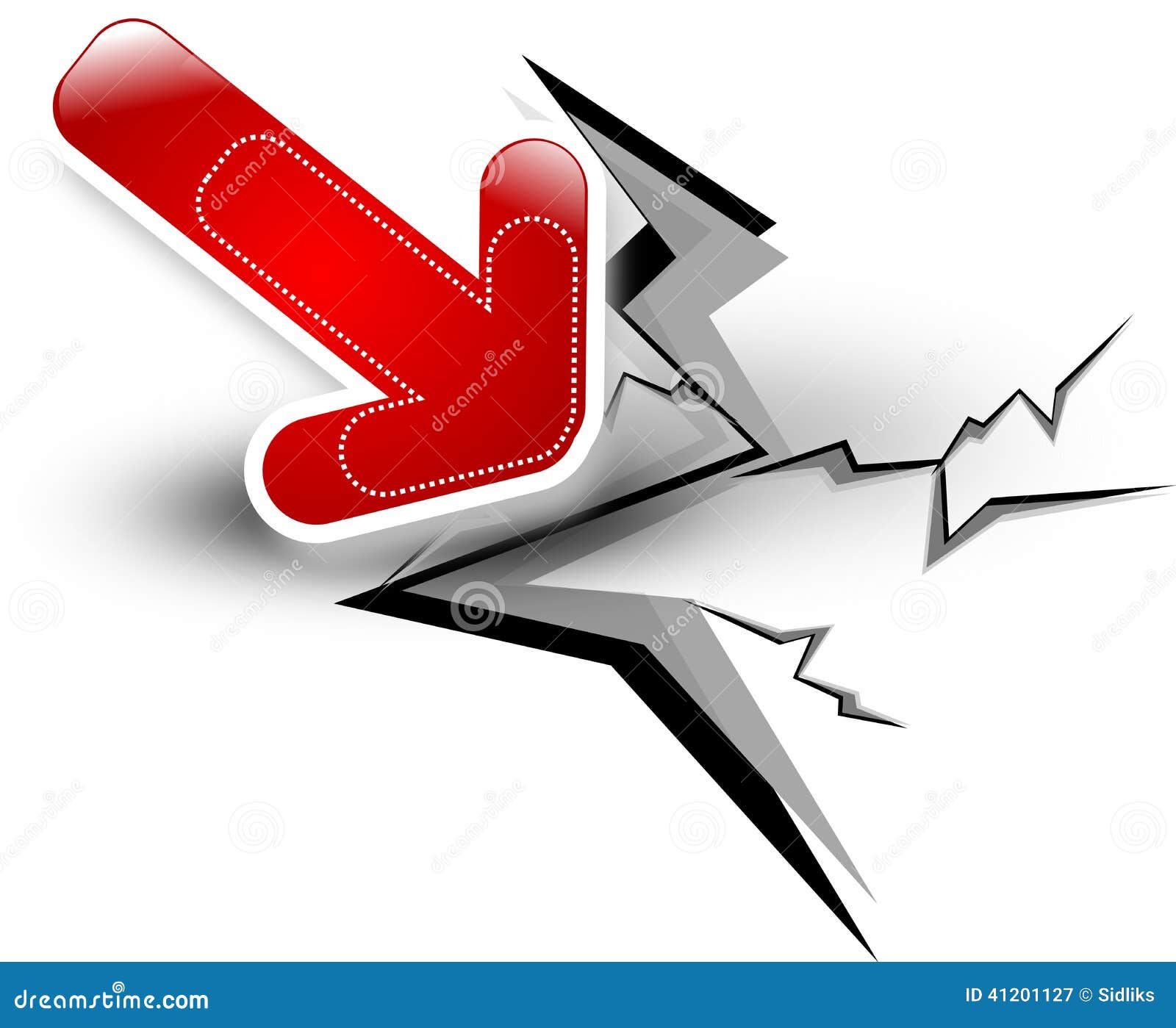Red arrow in impact stock illustration. Illustration of element - 41201127