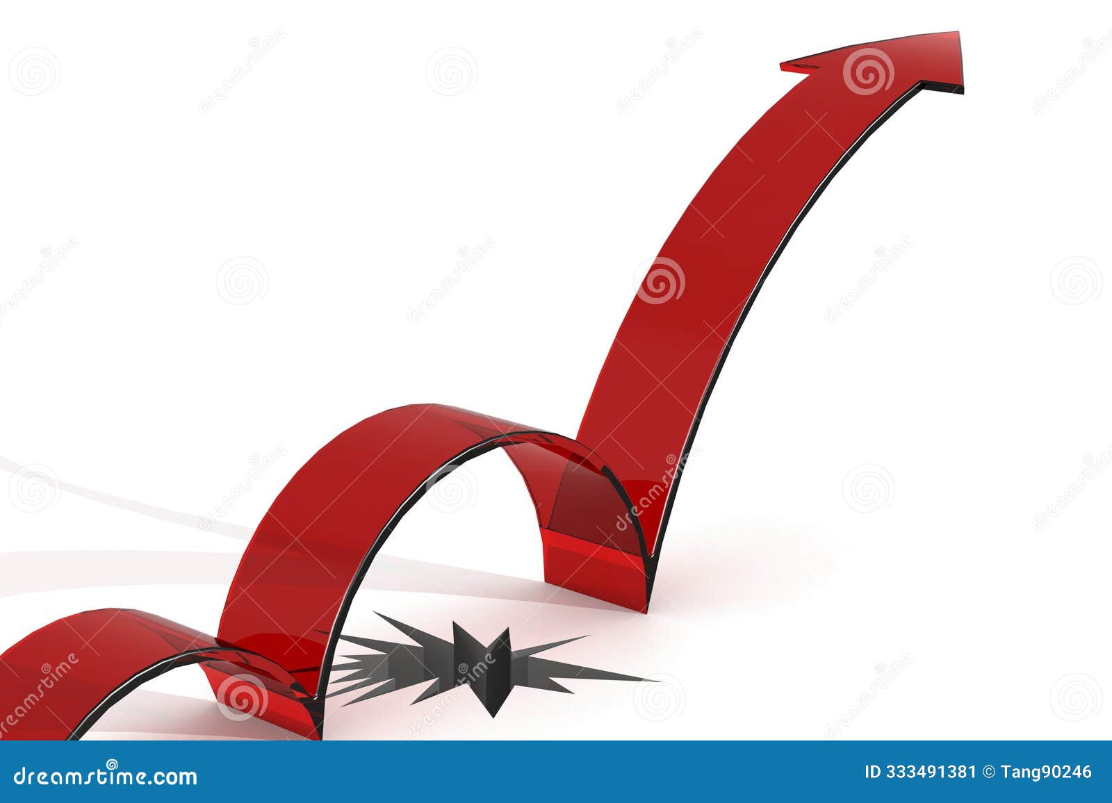 Red Arrow Jump Over the Broken Ground Stock Illustration - Illustration ...