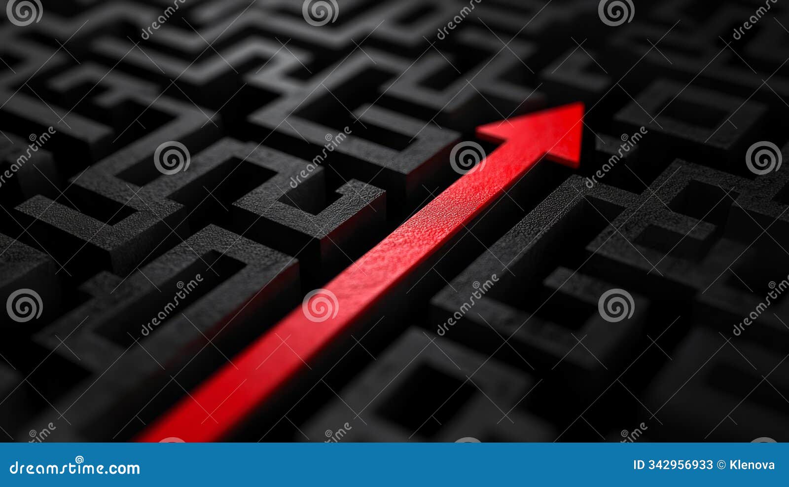 Red Arrow Leading through Complex Black Maze Stock Illustration ...