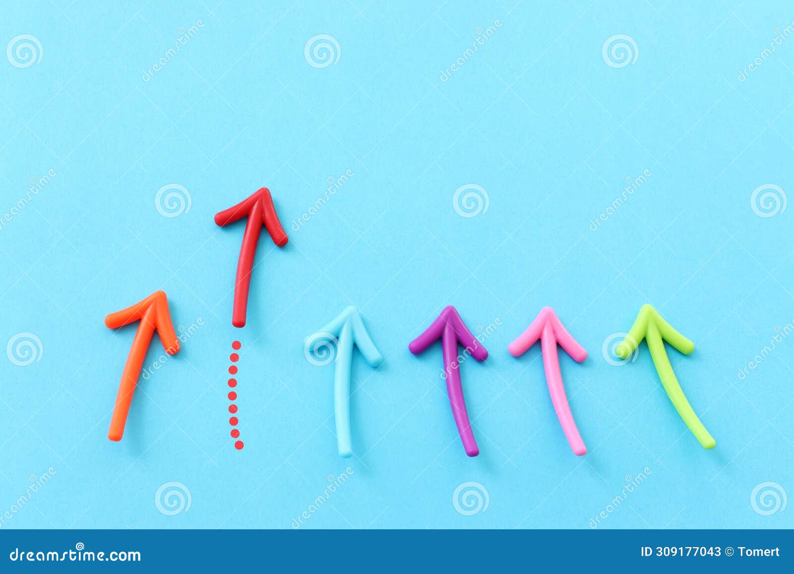 Red Arrow Leading the Way Ahead for the Group. Concept of Progress and ...