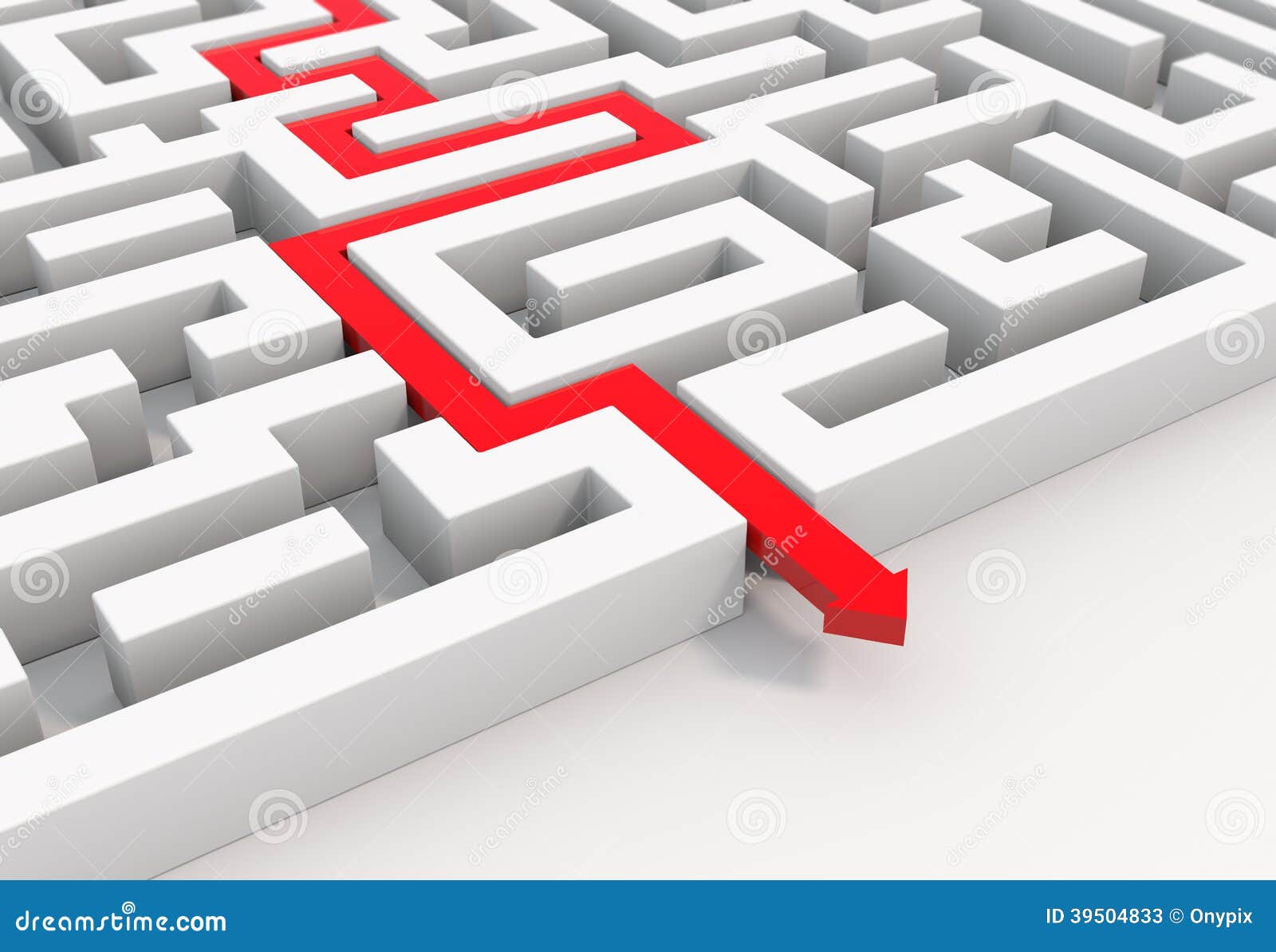 Red Arrow Leads through a Maze Stock Illustration - Illustration of ...
