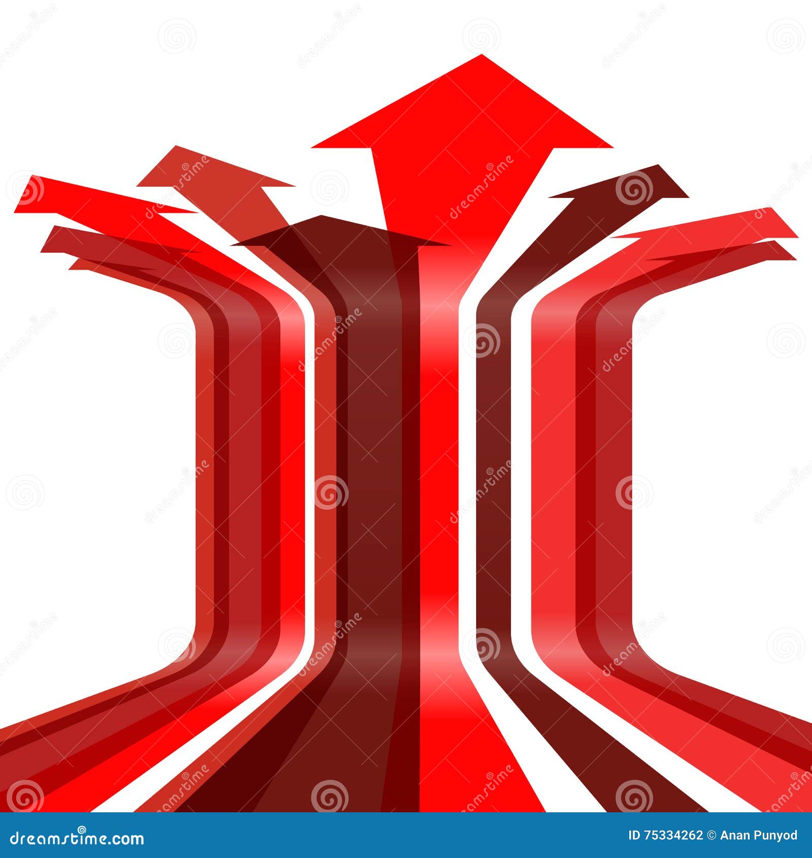 Red Arrow Line Perspective Curve Vector Art Design Stock Vector ...