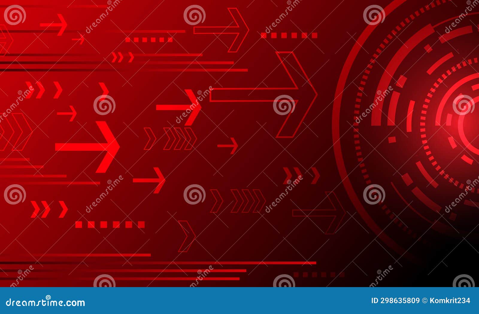 Red Arrow Lines Circuit High Technology Connecting with Circles Hud ...