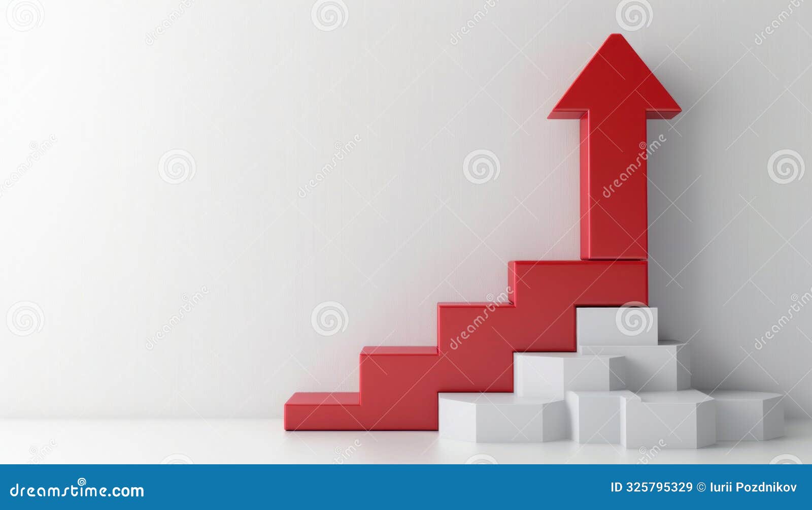 A Red Arrow Moves Up on a White Staircase, Symbolizing Progress and ...
