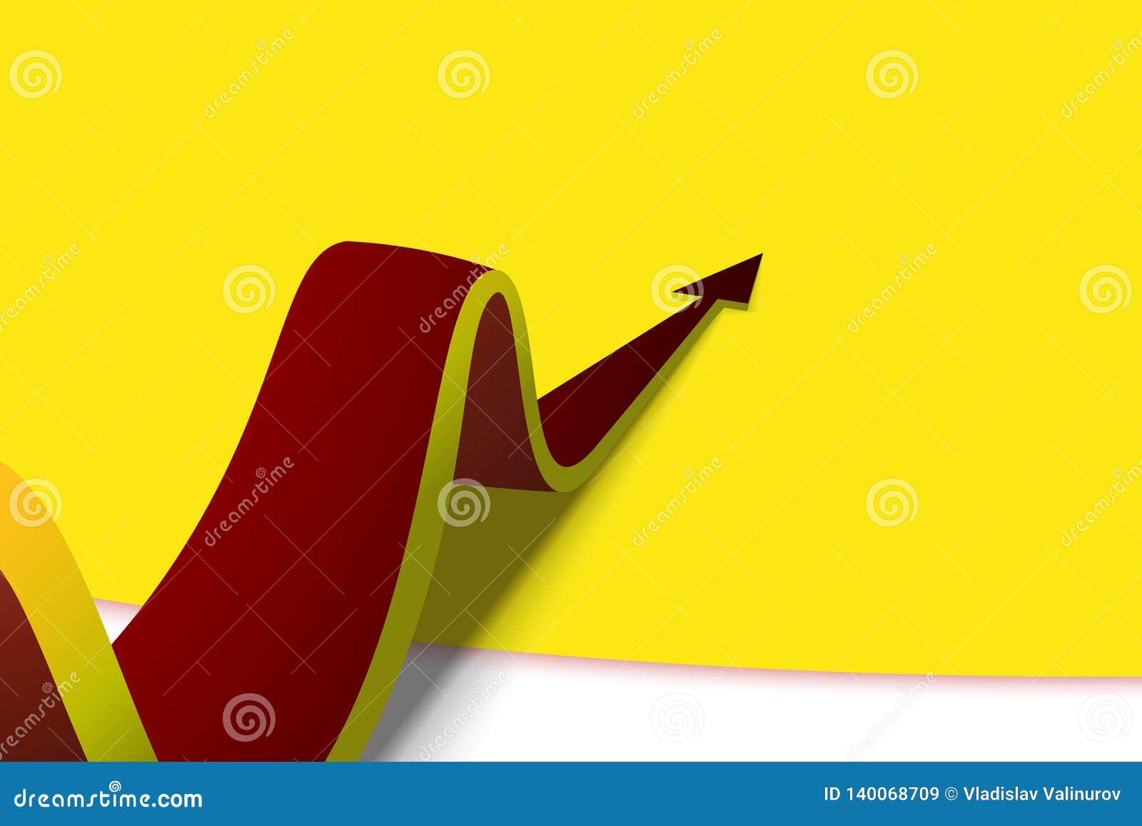 Red Arrow Moving Forward on a Yellow Background Stock Illustration ...
