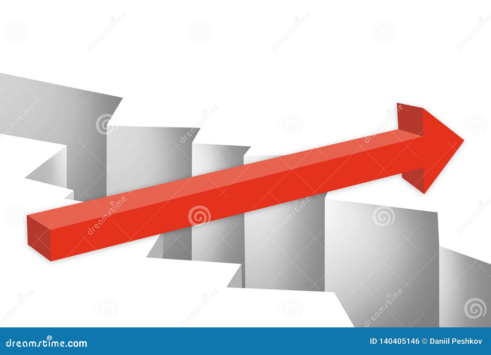Red arrow over gap stock illustration. Illustration of limit - 140405146