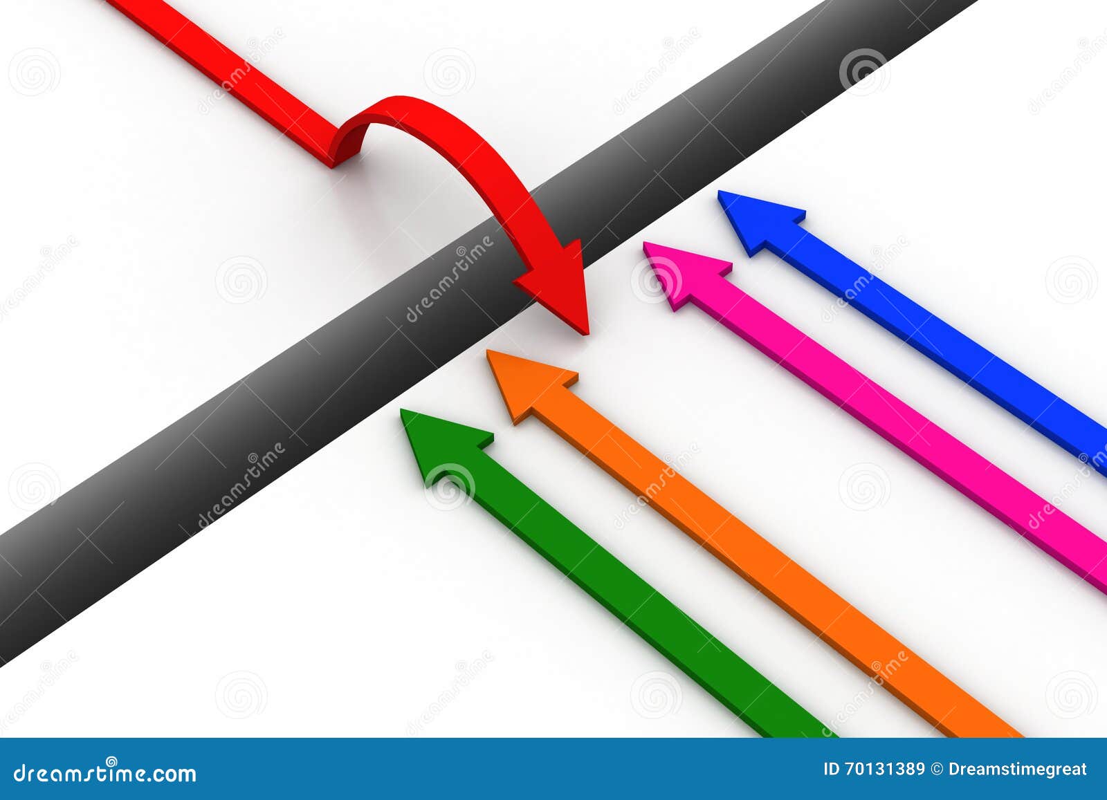 Red Arrow Overcome the Obstacle Stock Illustration - Illustration of ...