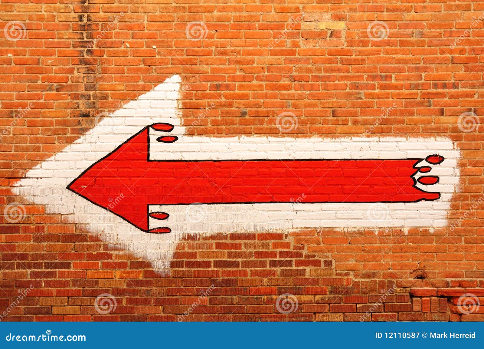 Red Arrow Painted on a Brick Wall Stock Image - Image of copy, arrow ...