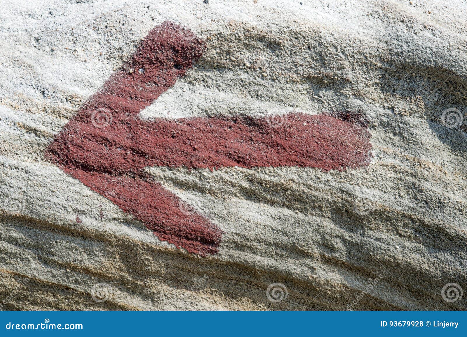 Red Arrow Painted on a Stone Stock Photo - Image of destination, dirty ...