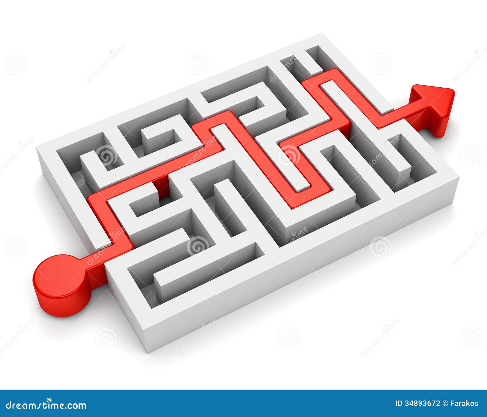 Red Arrow Path Across Labyrinth Stock Photo | CartoonDealer.com #34893672