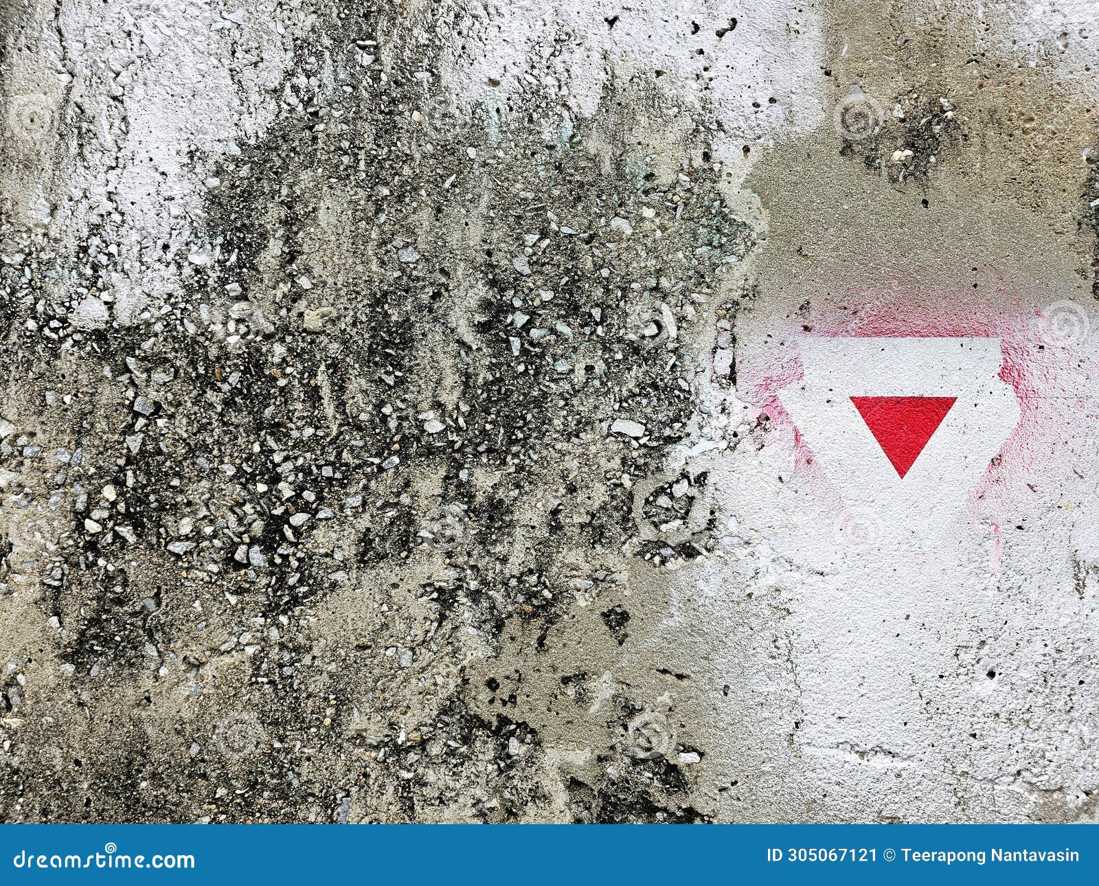 Red Arrow Point on the Grunge Concrete Wall. Stock Image - Image of ...