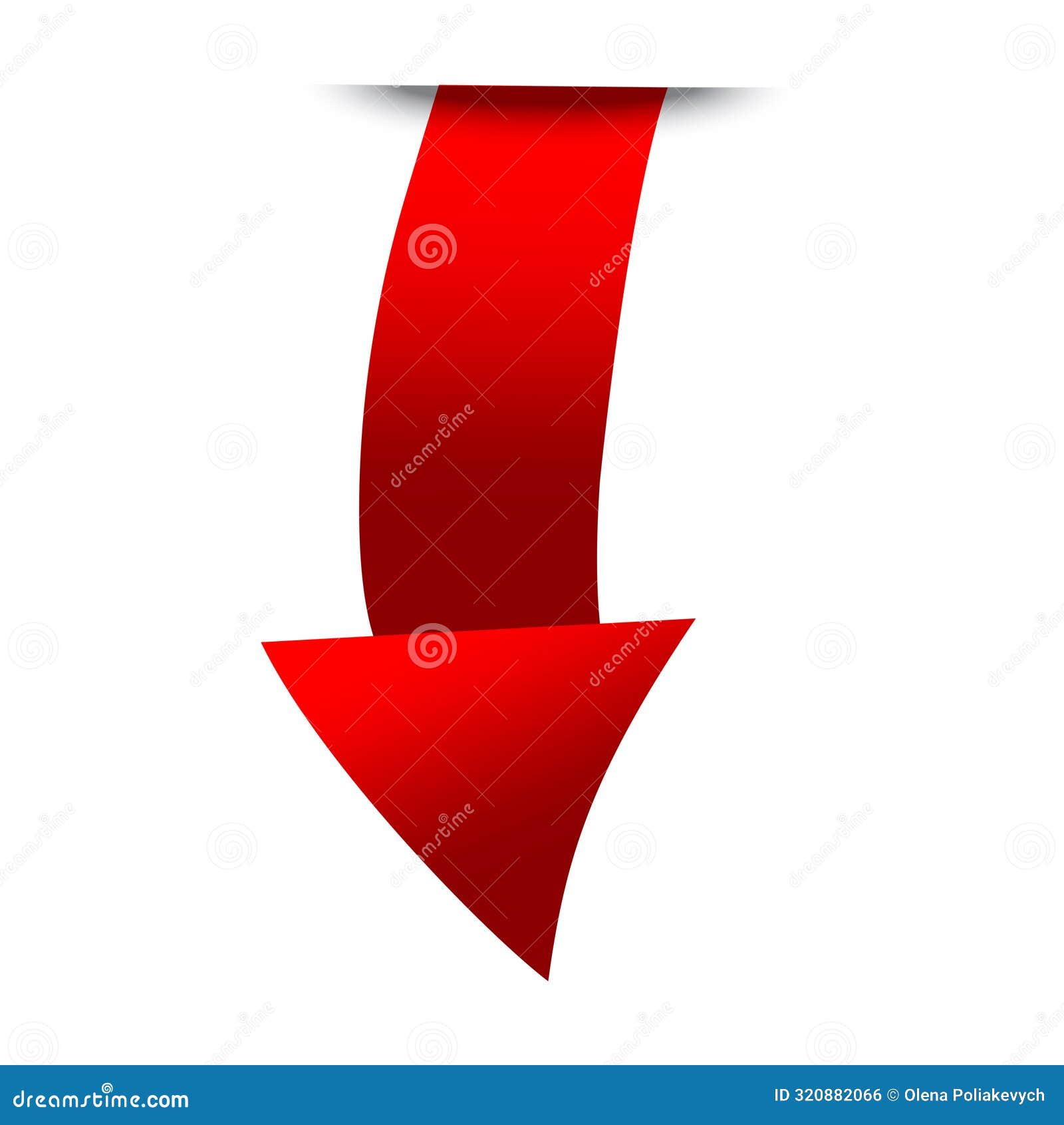 Red Arrow Pointing. Curved Vector Shape. Dynamic Motion Graphic ...