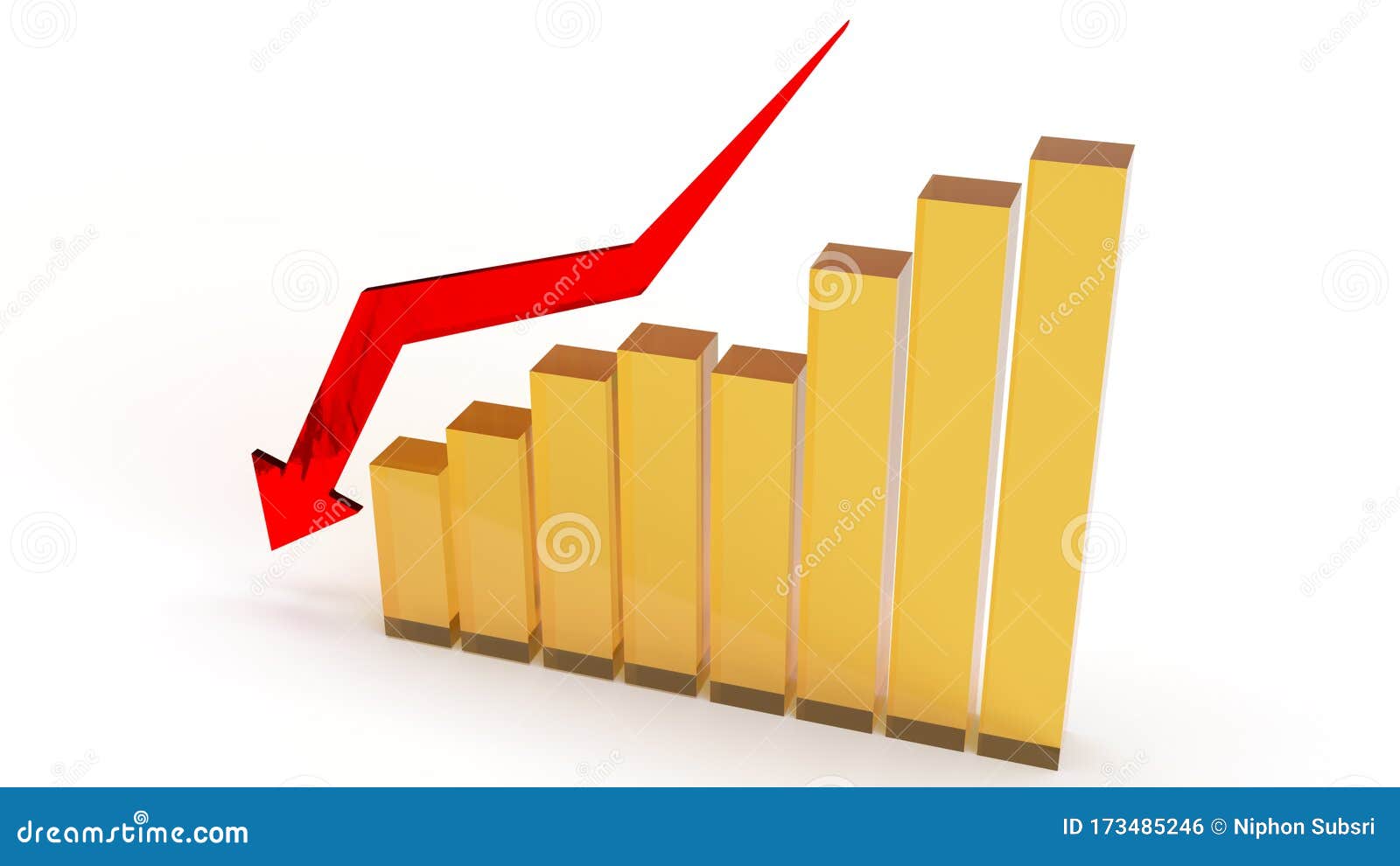 The Red Arrow Pointing Down on Graph 3d Rendering Image for Business ...