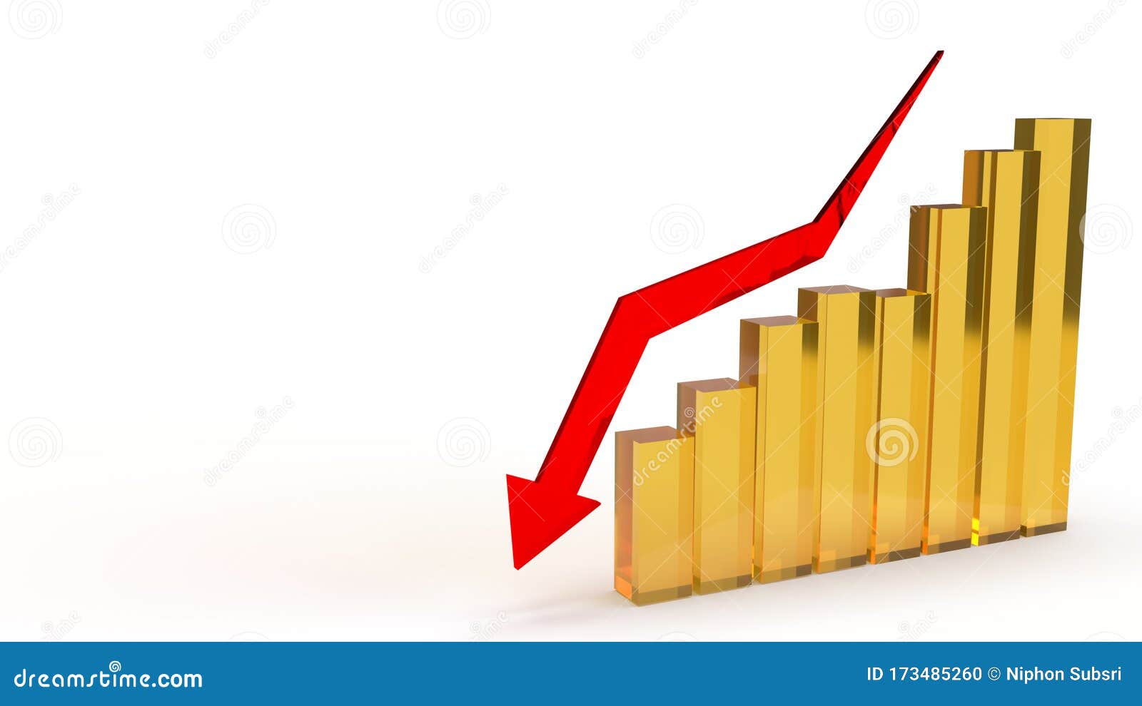 The Red Arrow Pointing Down on Graph 3d Rendering Image for Business ...