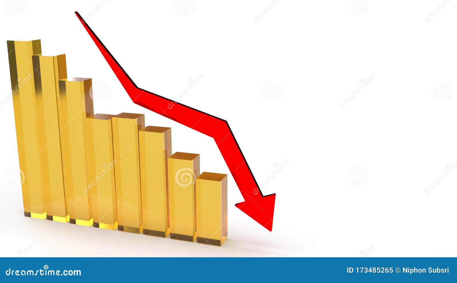 The Red Arrow Pointing Down on Graph 3d Rendering Image for Business ...