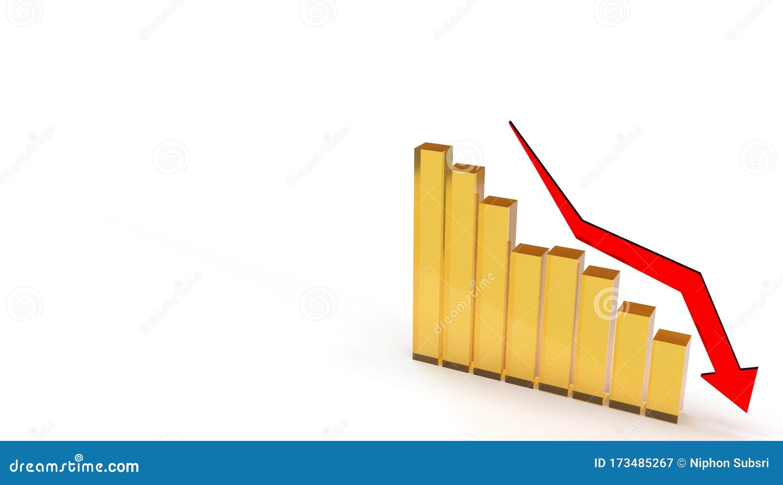 The Red Arrow Pointing Down on Graph 3d Rendering Image for Business ...