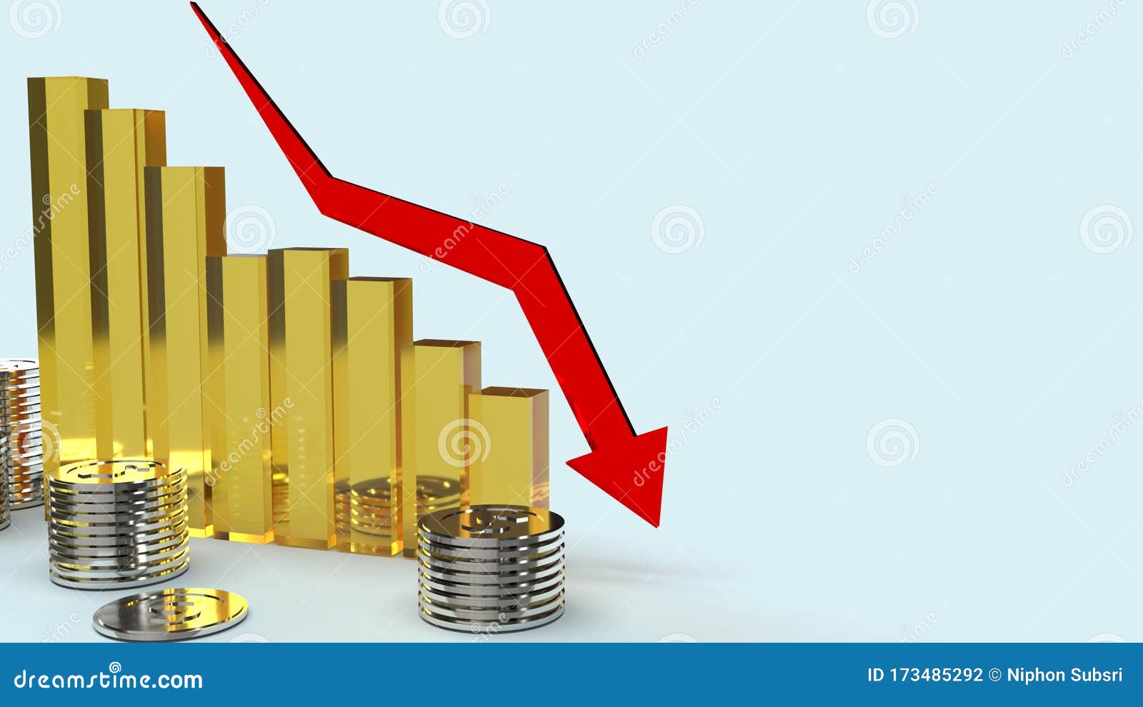 The Red Arrow Pointing Down on Graph 3d Rendering Image for Business ...