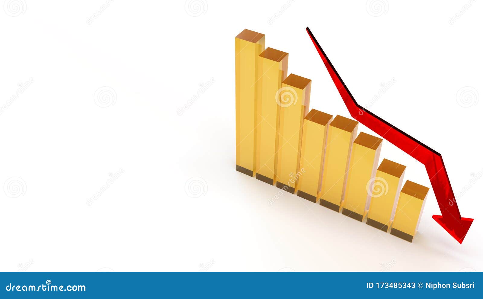 The Red Arrow Pointing Down on Graph 3d Rendering Image for Business ...