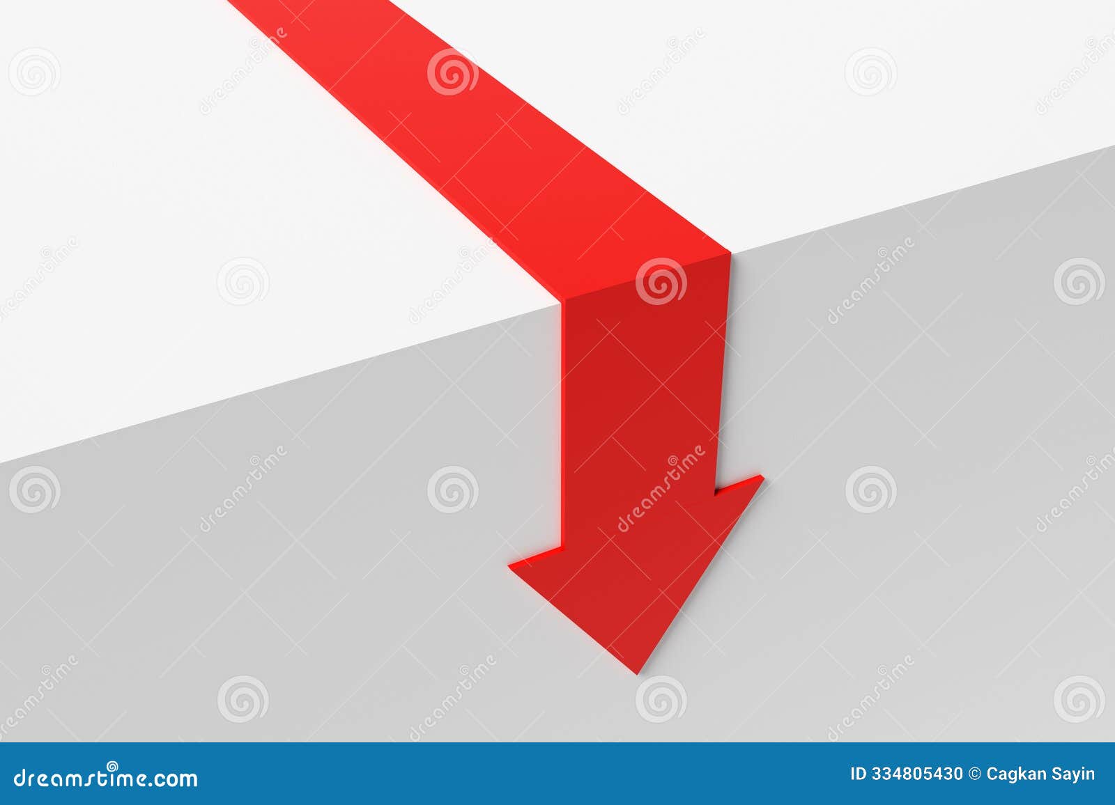 Red Arrow Pointing Down Over a Cliff Representing Failure Stock Illustration - Illustration of ...
